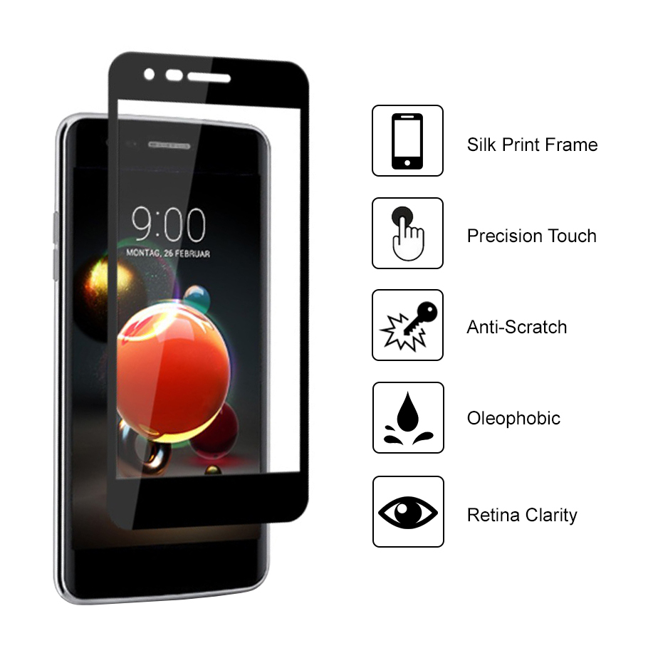 Full Tempered Glass Screen Protector for LG K9 (Black)